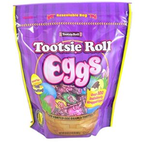 Tootsie Roll Eggs Candy Coated Egg Shaped Individually Wrapped Easter Candy, 23 oz Resealable Bag (Single)