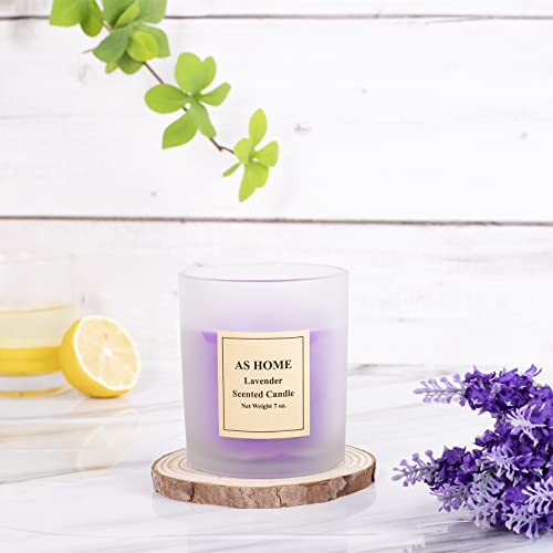 AS HOME Lavender Candles Scented, 7oz | Aromatherapy Lavender Candle in Frost Glass Jar with Wooden Lid | Single Wick Candles for Relaxation | 30 Hours Burn Time