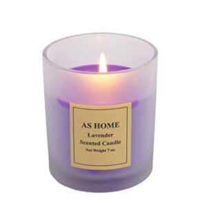 AS HOME Lavender Candles Scented, 7oz | Aromatherapy Lavender Candle in Frost Glass Jar with Wooden Lid | Single Wick Candles for Relaxation | 30 Hours Burn Time