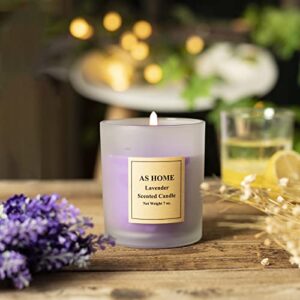 AS HOME Lavender Candles Scented, 7oz | Aromatherapy Lavender Candle in Frost Glass Jar with Wooden Lid | Single Wick Candles for Relaxation | 30 Hours Burn Time