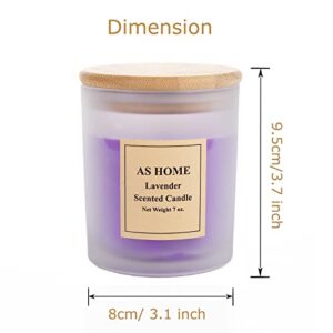 AS HOME Lavender Candles Scented, 7oz | Aromatherapy Lavender Candle in Frost Glass Jar with Wooden Lid | Single Wick Candles for Relaxation | 30 Hours Burn Time