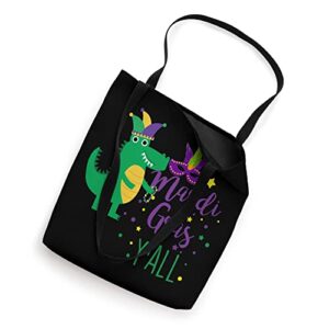 Mardi Gras Y'all Alligator Mardi Gras Beads Carnival Mask Tote Bag