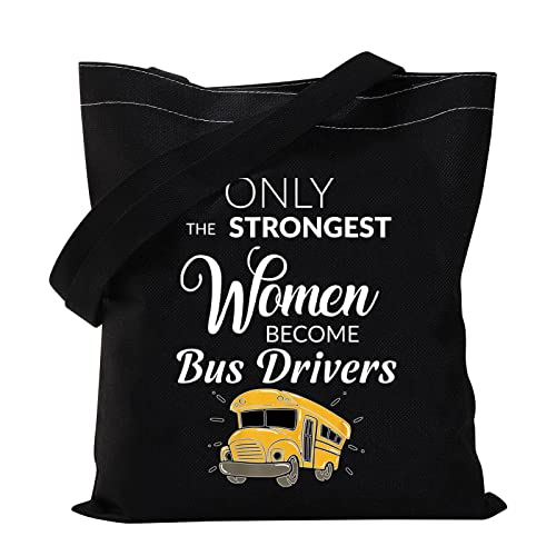 VAMSII School Bus Driver Tote Bag Bus Driver Appreciation Gifts for Women Funny Bus Driver Gifts Shoulder Bag Shopping Bag (School Bus Driver Black Tote)