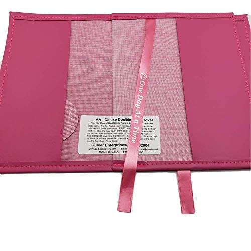 Deluxe Double Alcoholics Anonymous AA Pink Big Book & 12 Steps & 12 Traditions Book Cover with Third Step Prayer Medallion Holder