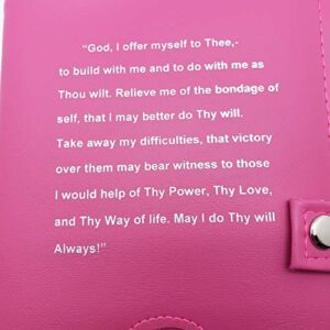 Deluxe Double Alcoholics Anonymous AA Pink Big Book & 12 Steps & 12 Traditions Book Cover with Third Step Prayer Medallion Holder