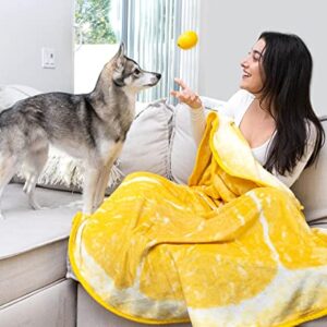 Lemon Slice Round Fleece Throw Blanket | 60 Inches