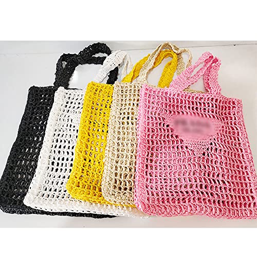 zz.luxi Handmade Straw Bag,Travel Beach Fishing Mesh Bag,Fashion Casual Travel Mesh Beach Tote Womens Hollow Shoulder Handbag Women