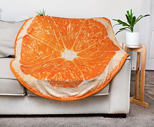 Orange Slice Round Fleece Throw Blanket | Plush Soft Polyester Cover for Sofa and Bed, Cozy Home Decor Room Essentials and Collectibles | 60 Inches