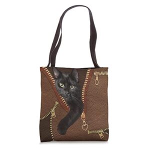 funny black cat, black cat lovers, cat mom tote bag