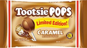 tootsie pops limited edition individually wrapped single flavor lollipops with tootsie roll center, caramel, 12.6 ounce