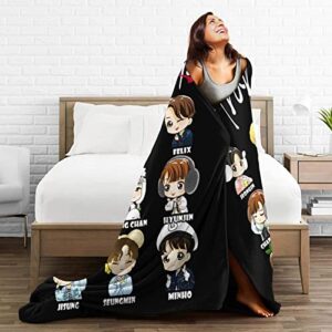 Stray Kids Blanket Merch Throw Blanket Fleece Lightweight Soft for Bed 80"X60" for Adults