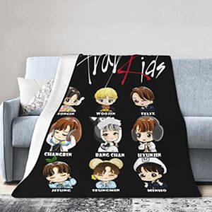 Stray Kids Blanket Merch Throw Blanket Fleece Lightweight Soft for Bed 80"X60" for Adults