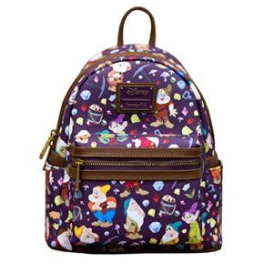 loungefly disney snow white and the seven dwarfs aop mini backpack