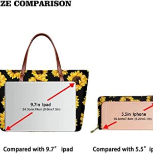 Dellukee Large Tote Bag Purse for Women Husky Print Casual Shoulder Bag Top Handle Bag 2Pcs Handbag Wallet Set