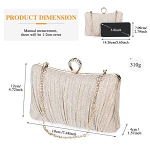 Tanpell Women Evening Bag Satin Clutch Purse Handbag for Wedding Prom Party (Champagne)