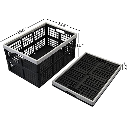 Yubine 4 Packs Plastic Collapsible Storage Crate, 42 Quart Stackable Folding Baskets Bin