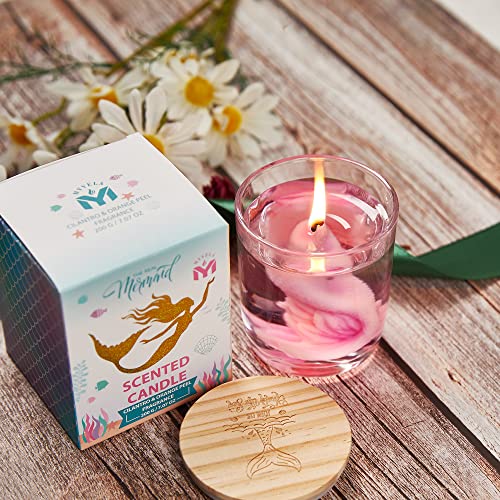 Jelly Gel Scented Candle Gift for Women,Cilantro & Orange Peel Highly Scented and Soy Wax Mermaid Jar Candle for Home Decoration Candle,As a Gift for Birthday，7.07 oz Candle