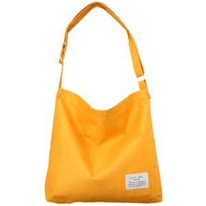 women’s retro large size canvas shoulder bag hobo crossbody handbag casual tote (b-yellow)