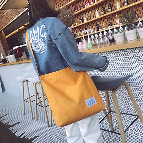 Women's Retro Large Size Canvas Shoulder Bag Hobo Crossbody Handbag Casual Tote (B-yellow)