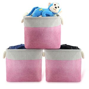 landbeauty 3 pack open home storage bins fabric cloth storage baskets collapsible square baskets organization bins 13 inch large cube storage bin for organizing shelves/closet (light purple 3 pack)