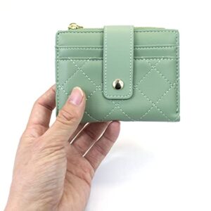 SUMGOGO Wallets for Women Small Coin Purse Card Holder Wallet Front Zipper Pocket Mini Slim Bifold Wallets (Green)