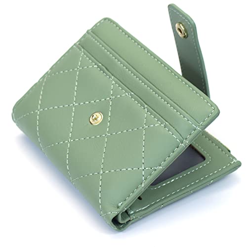 SUMGOGO Wallets for Women Small Coin Purse Card Holder Wallet Front Zipper Pocket Mini Slim Bifold Wallets (Green)