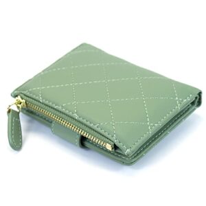 SUMGOGO Wallets for Women Small Coin Purse Card Holder Wallet Front Zipper Pocket Mini Slim Bifold Wallets (Green)