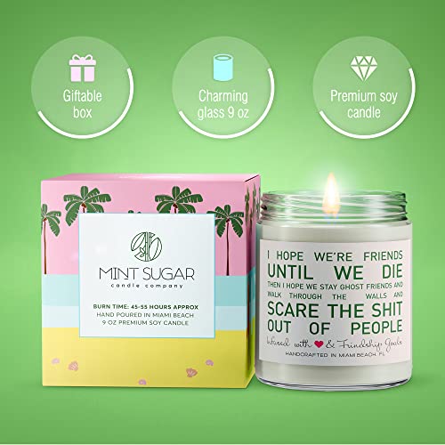 Friend Gifts, Unique Fun Hand-Poured 9oz Soy Candle with Key Lime Pie Scent, Made in USA, Friendship Gift Ideas, Funny Birthday Gifts for Women, and Cute Moving Away Gifts for Friends Female