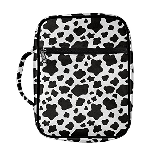 Horeset Cow Print Bible Cover for Women Bible Tote Bag with Handle and Zipper Pocket Bible Carrying Case Bible Cover Book