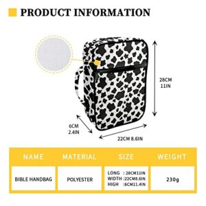 Horeset Cow Print Bible Cover for Women Bible Tote Bag with Handle and Zipper Pocket Bible Carrying Case Bible Cover Book