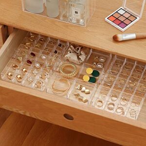 CLUQMEIK Earring Organizer Box Clear Storage Acrylic for Earrings Necklace Organizer Jewelry Box with 72 Grids Storage Compartments Transparent Ring Clear Jewelry Organizer