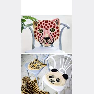 Menglo Tiger Shaped Rug Cute Cartoon Tiger/Lion/Panda Shape Animals Bath Mat Small Area Rug Entrance Door Mats Non Slip Floor Mat Thickened Carpet Decoration for Bedroom Living Room (Pink Panther)