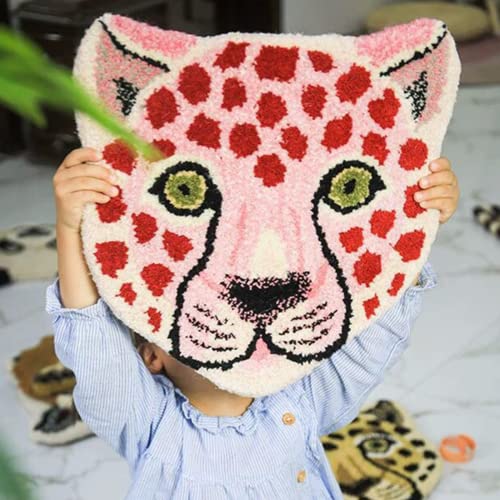 Menglo Tiger Shaped Rug Cute Cartoon Tiger/Lion/Panda Shape Animals Bath Mat Small Area Rug Entrance Door Mats Non Slip Floor Mat Thickened Carpet Decoration for Bedroom Living Room (Pink Panther)