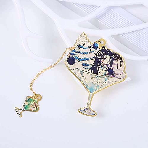 Book Markers Fringed Anime Tassel Pagination Mark Grandmaster of Demonic Wei Wuxian Pendant Metal Stationery LAN Wangji Hollow Bookmark(F)