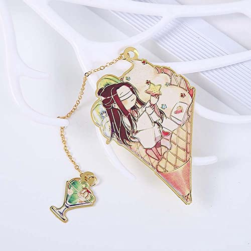 Book Markers Fringed Anime Tassel Pagination Mark Grandmaster of Demonic Wei Wuxian Pendant Metal Stationery LAN Wangji Hollow Bookmark(F)