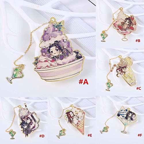 Book Markers Fringed Anime Tassel Pagination Mark Grandmaster of Demonic Wei Wuxian Pendant Metal Stationery LAN Wangji Hollow Bookmark(F)