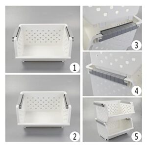 Yesdate 4-Pack Plastic Stackable Storage Basket Organizer, Multi-functional Stacking Basket Bins, White