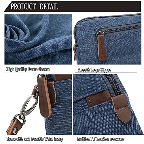 Canvas Smartphone Wristlets Bag Clutch Bag Wallet Purse Zipper Pouch Handbag Coffee