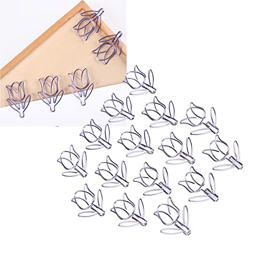 Cute Paper Clips, 50Pcs Tulip Paper Clips Flower Shape Paper Clips Funny Cute Paperclips Bookmarks Planner Clips Fun Paper Clips for Notebook Bookmark