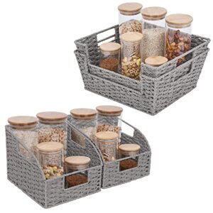 storageworks rope paper pantry baskets set, gray