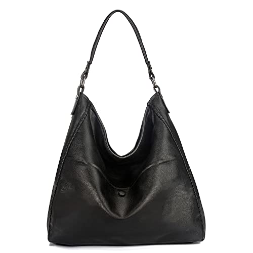 Montana West Wrangler Tote Bag for Women Black Vegan Leather Shoulder Bags Fashion Hobo Bags Large Purse and Handbags with Zipper Closure WG37-G918BK