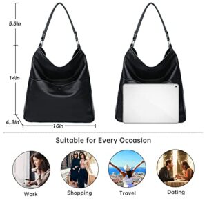 Montana West Wrangler Tote Bag for Women Black Vegan Leather Shoulder Bags Fashion Hobo Bags Large Purse and Handbags with Zipper Closure WG37-G918BK