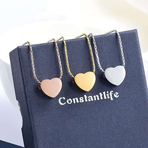 constantlife Cremation Jewelry for Ashes - Heart Pendant Memorial Urn Necklace Ashes Holder Stainless Steel Personalized Customization Keepsake (3Pcs-Silver+Gold+Rose Gold)