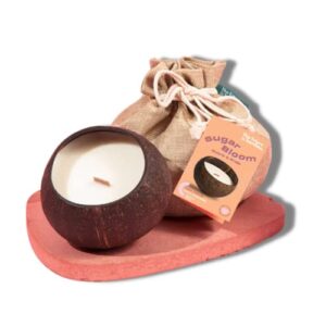 coco-candle, long burning – over 50 hours, wood wicked candles purely unscented, eco-friendly soy candles for home. 300g (sugar bloom)