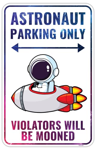 Venicor Astronaut Space Sign Decor - 9 x 14 Inches - Aluminum - Outer Space Gifts for Boys Kids Themed Bedroom Room Wall Decorations Stickers Decal Stuff