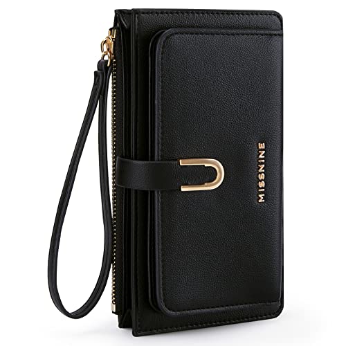 Missnine Womens Wallet Rfid Blocking Wallet PU Leather Slim Wristlet Clutch Purses with Phone Pocket