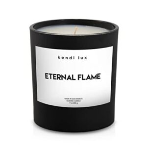 kendi lux | luxury scented candles for home | jasmine vanilla scented hand poured soy blend candle, long lasting 50 hours burn time | matte black jasmine candle for home 8 oz – eternal flame