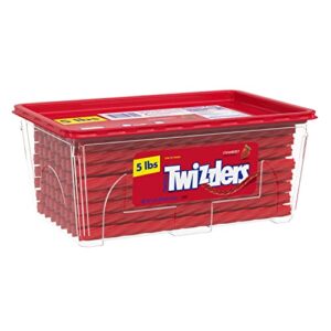 twizzlers twists strawberry flavored chewy, low fat snack candy bulk container, 5 lb