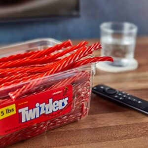 TWIZZLERS Twists Strawberry Flavored Chewy, Low Fat Snack Candy Bulk Container, 5 lb