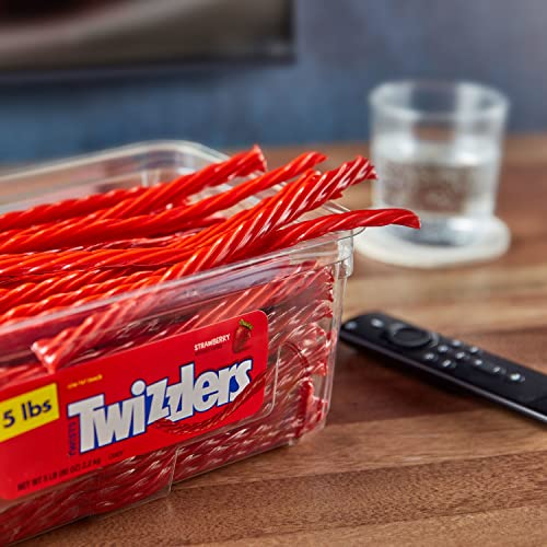 TWIZZLERS Twists Strawberry Flavored Chewy, Low Fat Snack Candy Bulk Container, 5 lb